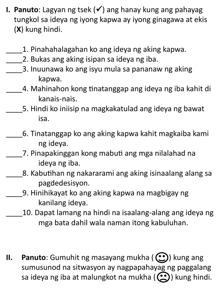 Esp 6 q2 Wk5-6 Quiz 3 | PDF