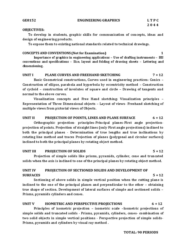 GE8152 Engineering Graphics SYLLABUS | PDF | Technical Drawing | Ellipse