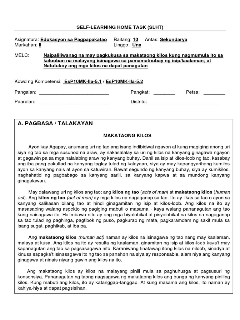 SLHT ESP10 Q2 WEEK1 Delfin-1-FINAL-A4-SIZE | PDF