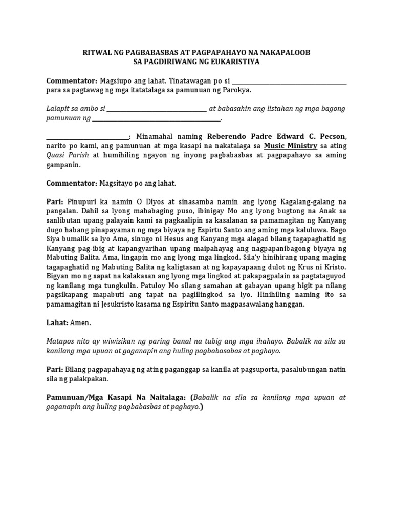 Ritwal NG Pagbabasbas at Pagpapahayo | PDF