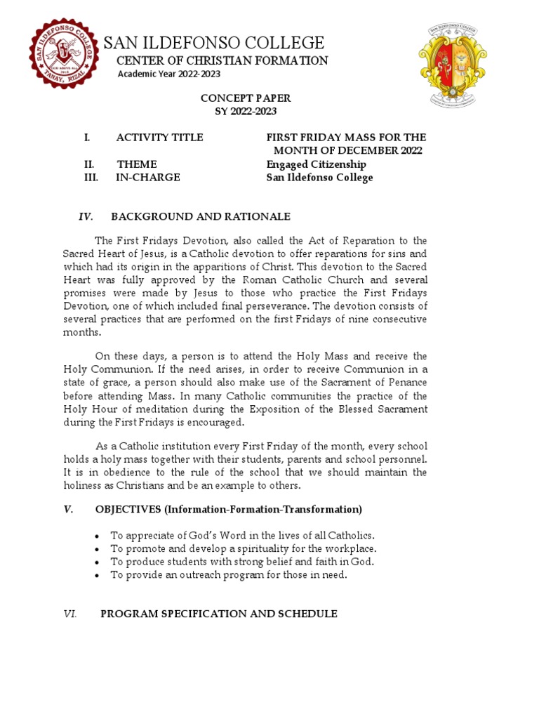 First Friday Mass December | PDF | Eucharist | Catholic Church