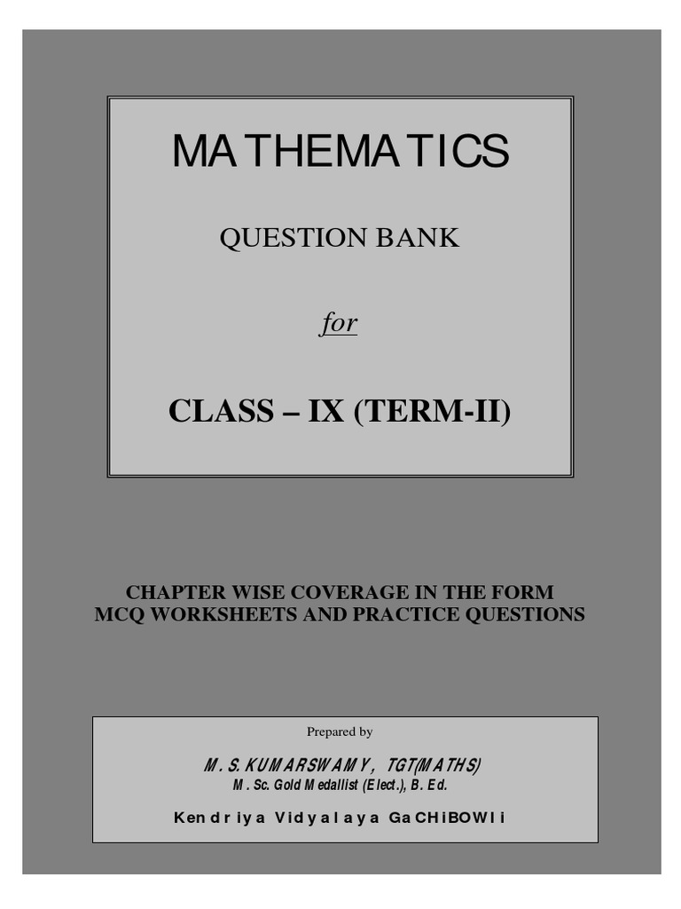 Maths Class Ix Question Bank For Term II | PDF | Rectangle | Circle