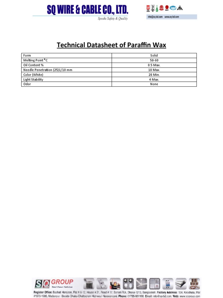 TDS for Paraffin Wax | PDF