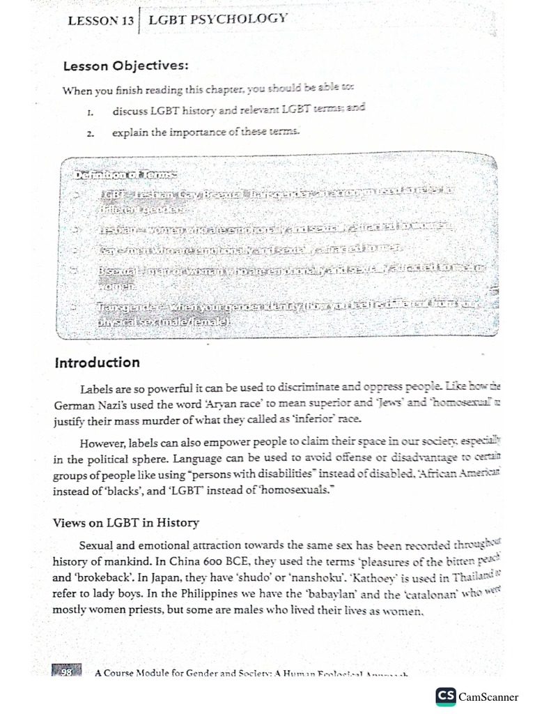 GENSOC Lesson13 LGBTQ-Psychology | PDF