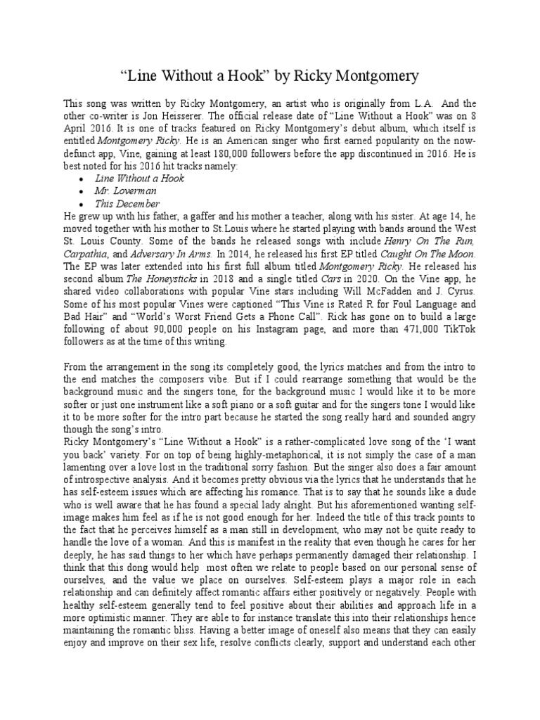 Line Without A Hook Pdf Self Esteem Cognition 