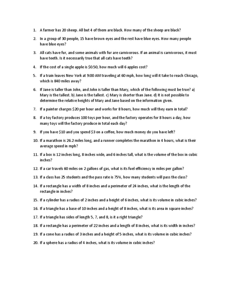 Reasoning Skills Sample Questions | PDF