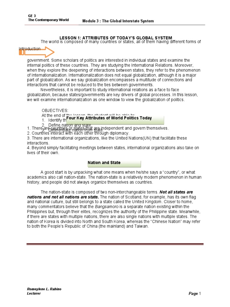 Module 3 - The Contemporary World | PDF | International Committee Of ...