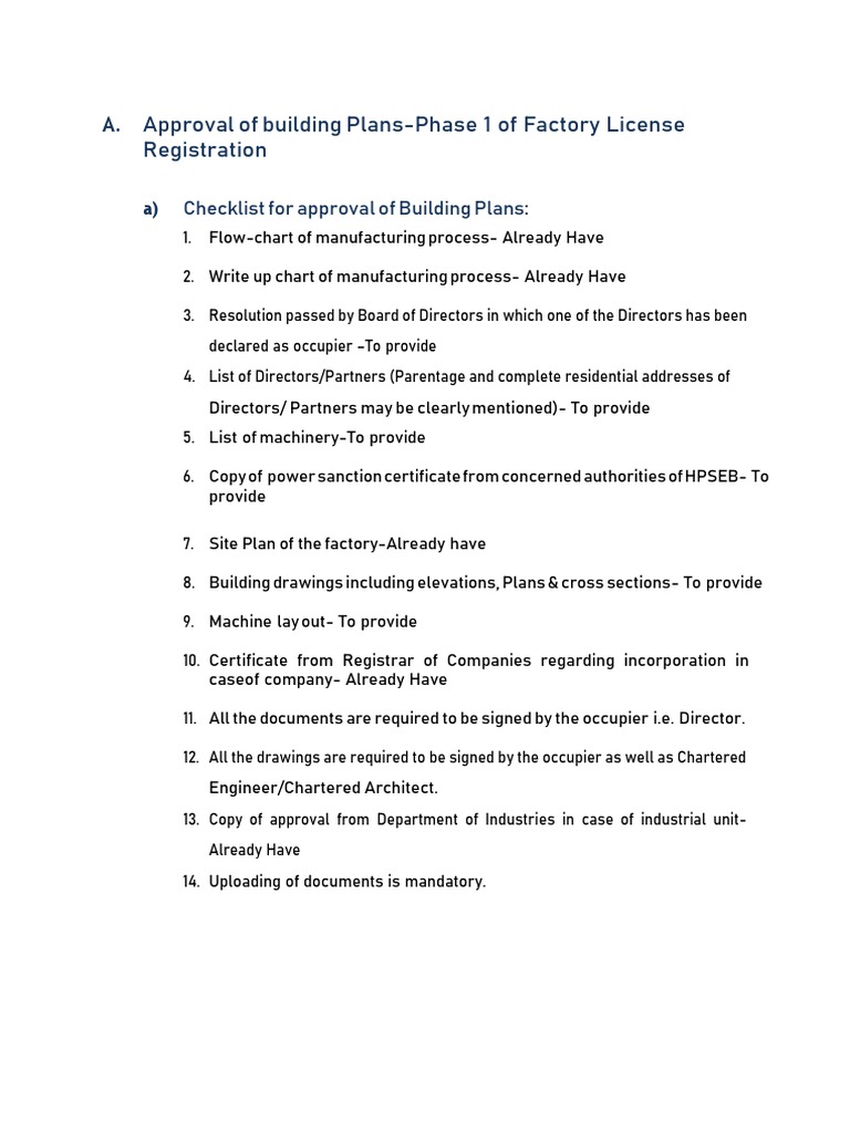 Factory License Checklist | PDF
