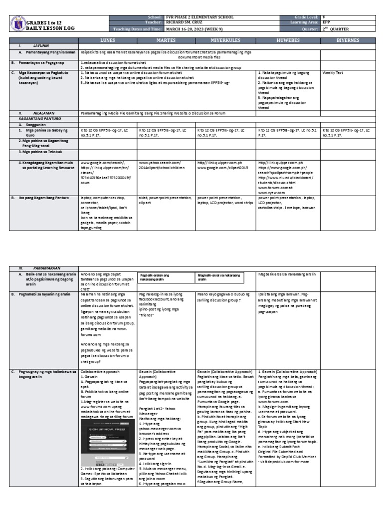DLL - Epp 5 - Q4 - W8 | PDF