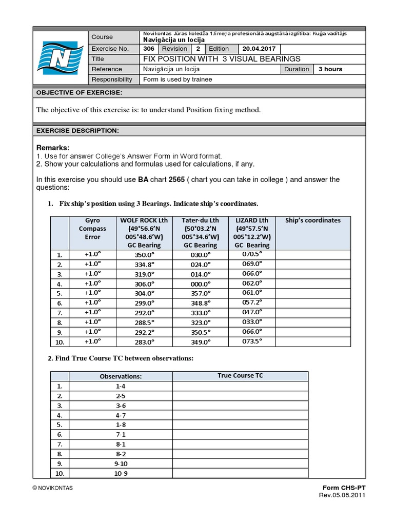 Fix Position With 3 Visual Bearings | PDF