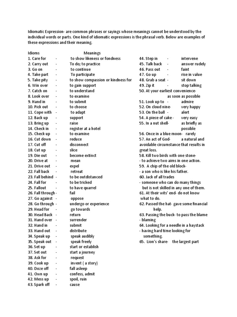 Common Phrasal Verbs and Idioms Explained | PDF | Idiom