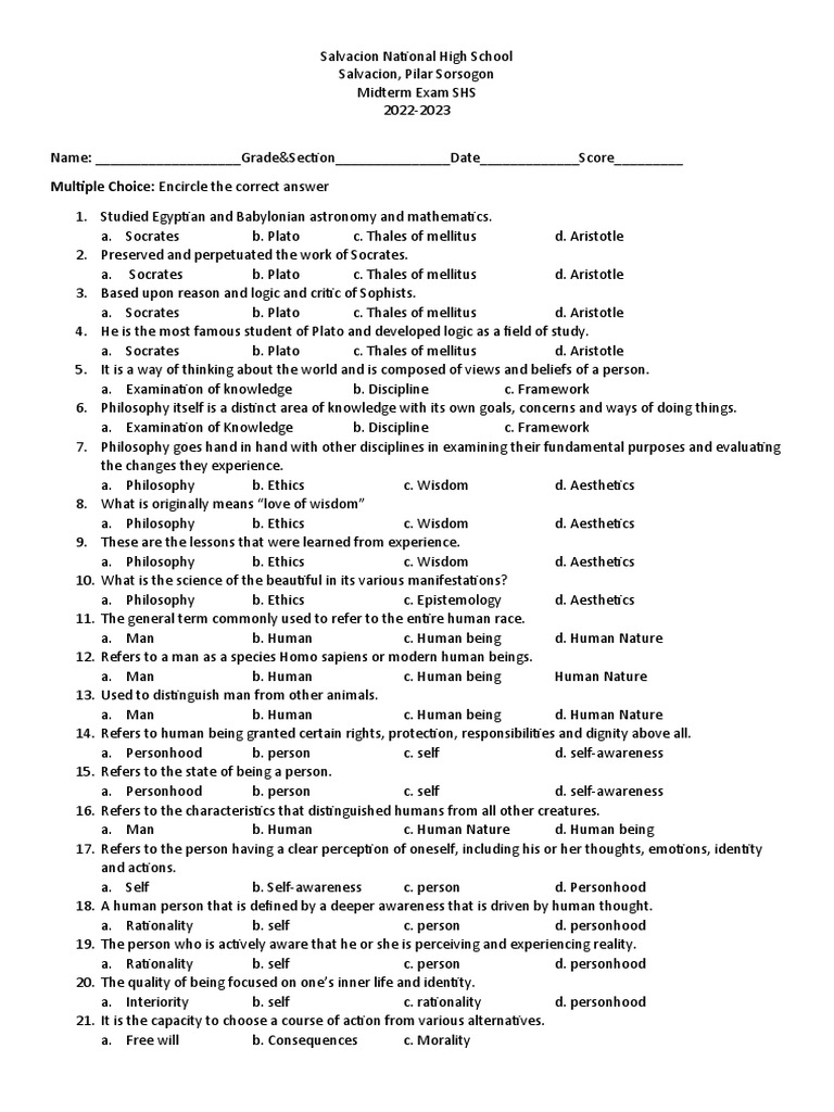 Midterm Philosophy | PDF | Argument | Knowledge