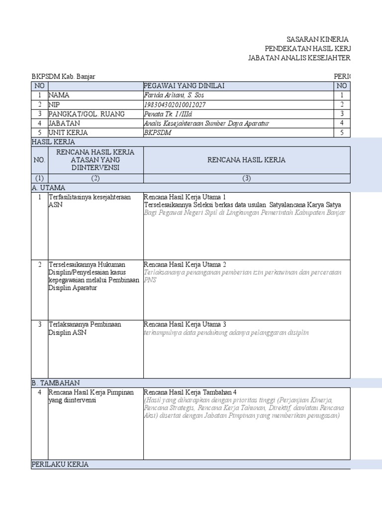 Contoh SKP JAJF (Kuantitatif) 2022 | PDF