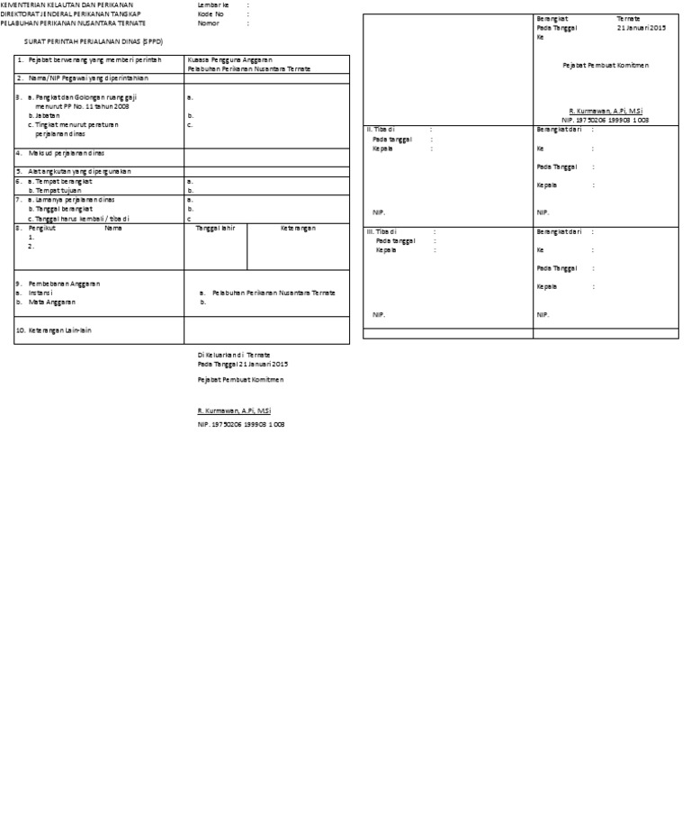 Format SPPD Terbaru 2024 dan Contoh | PDF