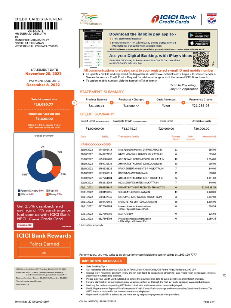 Credit Card Statement | PDF | Credit Card | Payments