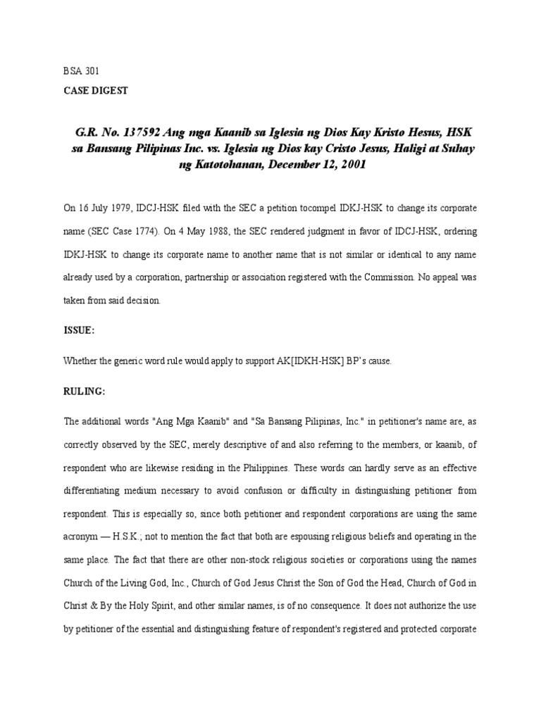 SEC Ruling on Corporate Name Dispute | PDF