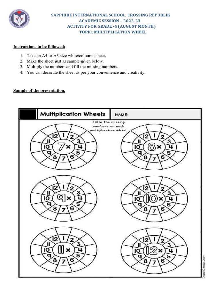 Multiplication Wheel Activity | PDF