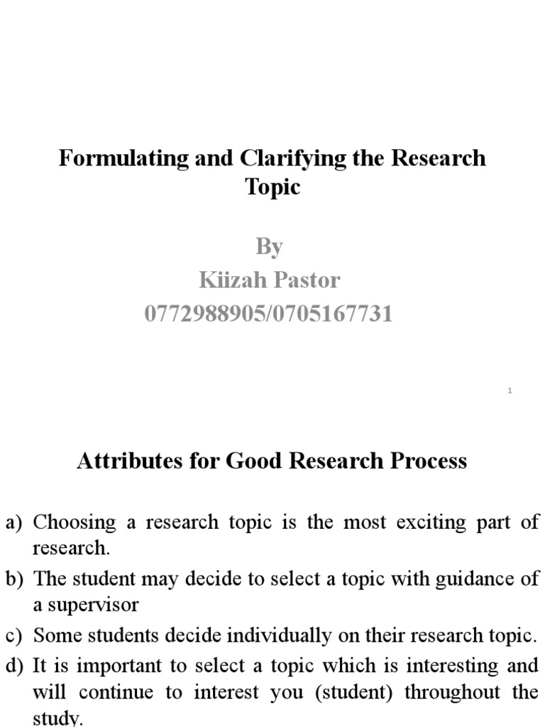 03 Formulating and Clarifying The Research Topic | PDF | Thesis | Thought