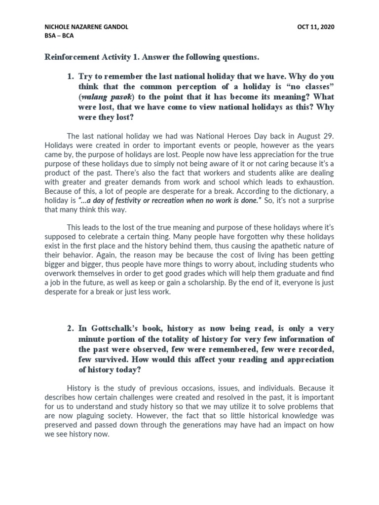 RPH M1 History and Science Learning Activity 1 | PDF | Cost Of Living | Science