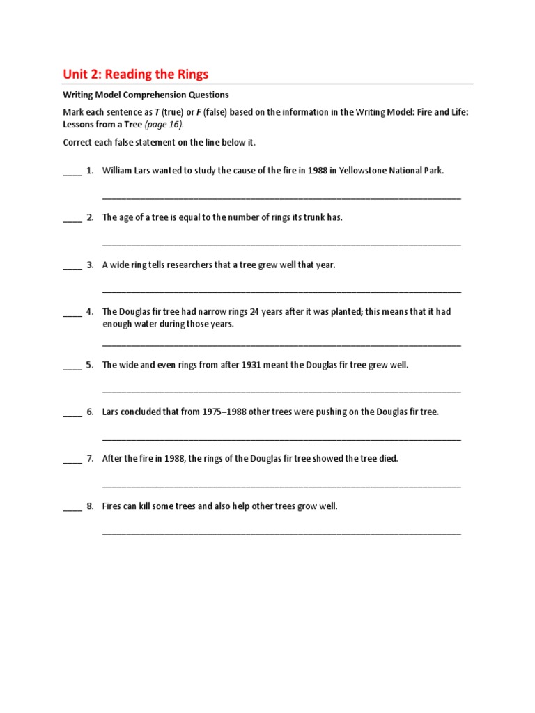 IW0 U2 Writing Model Comprehension | PDF