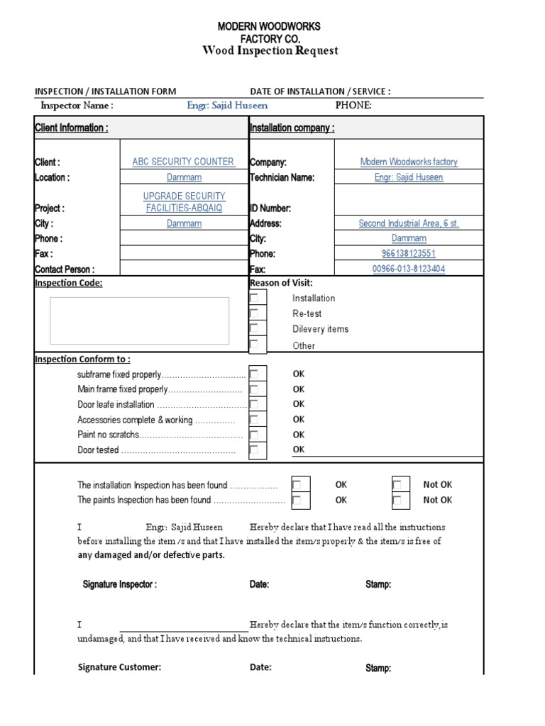 Wood Inspection Request | PDF | Computing