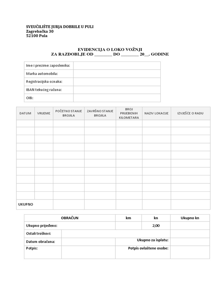OBRAZAC - Loko-Voznja | PDF
