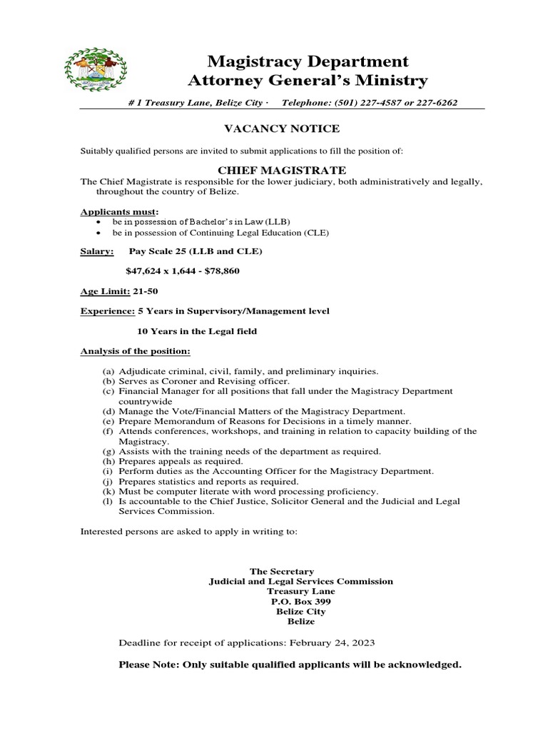 Chief Magistrate FJFJF | PDF