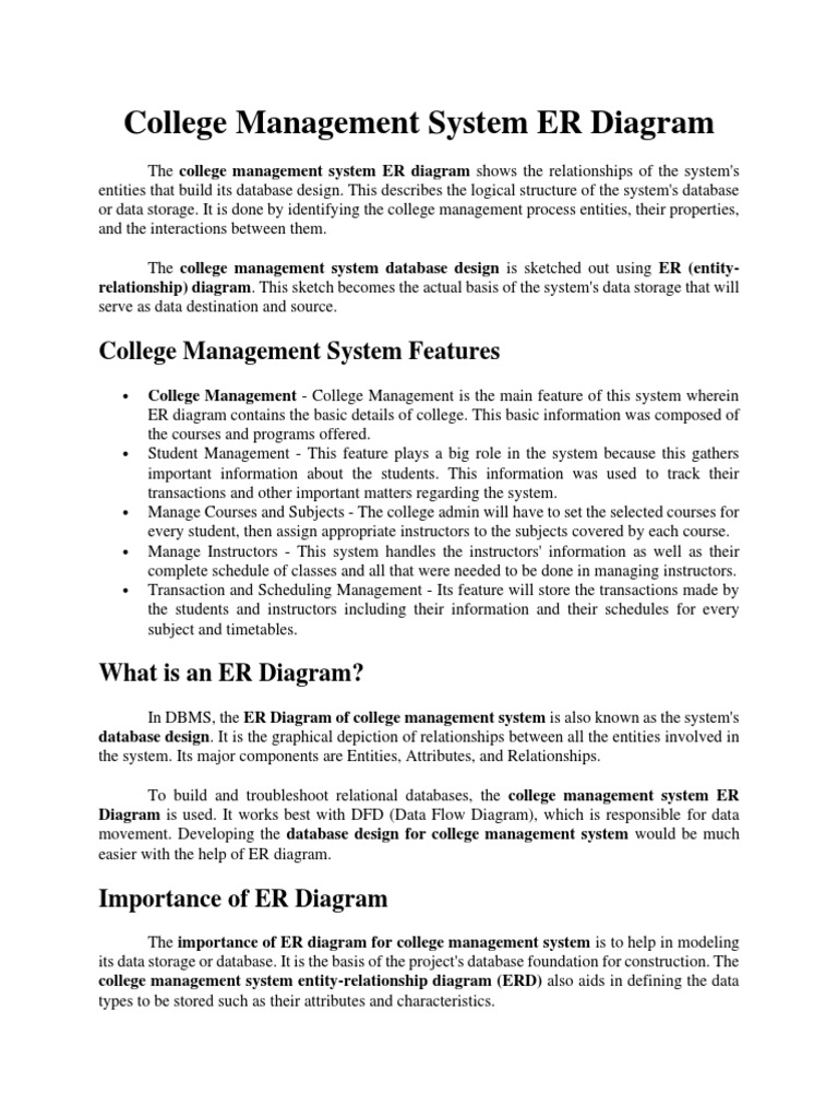 College Management System ER Diagram PDF | PDF | Database Design | Databases