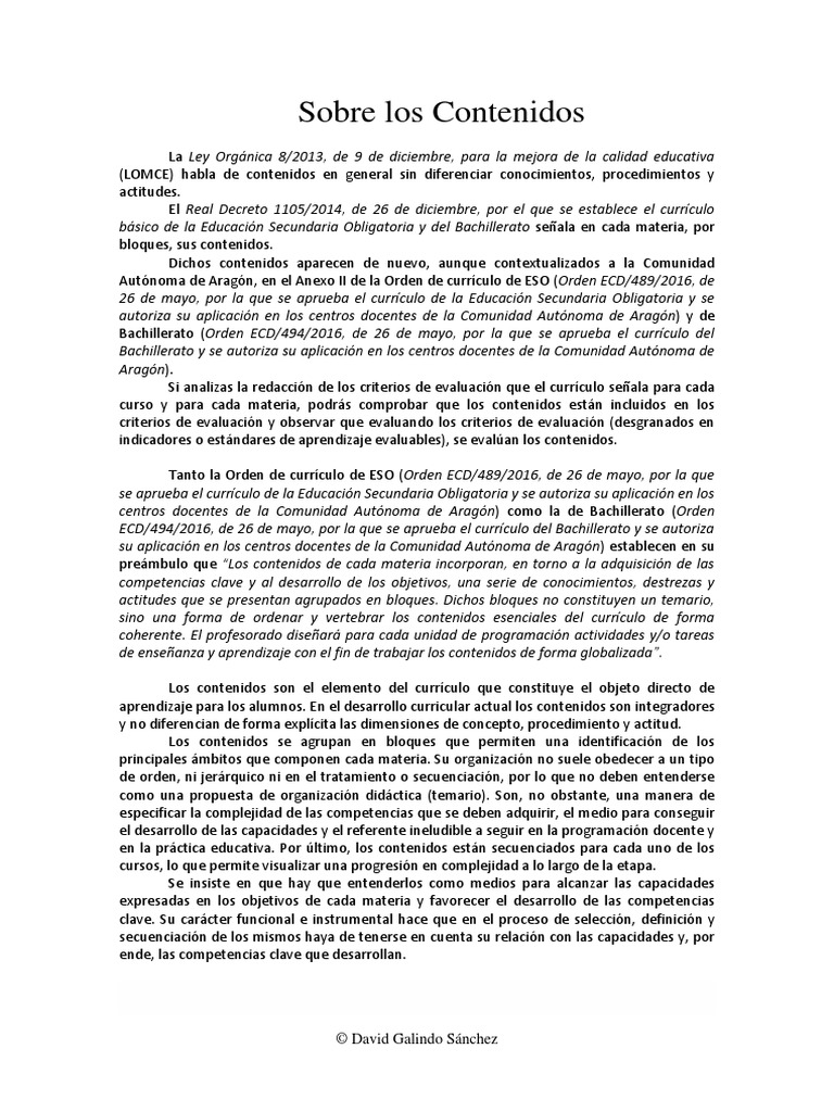 Sobre Los Contenidos | PDF | Plan de estudios | Evaluación