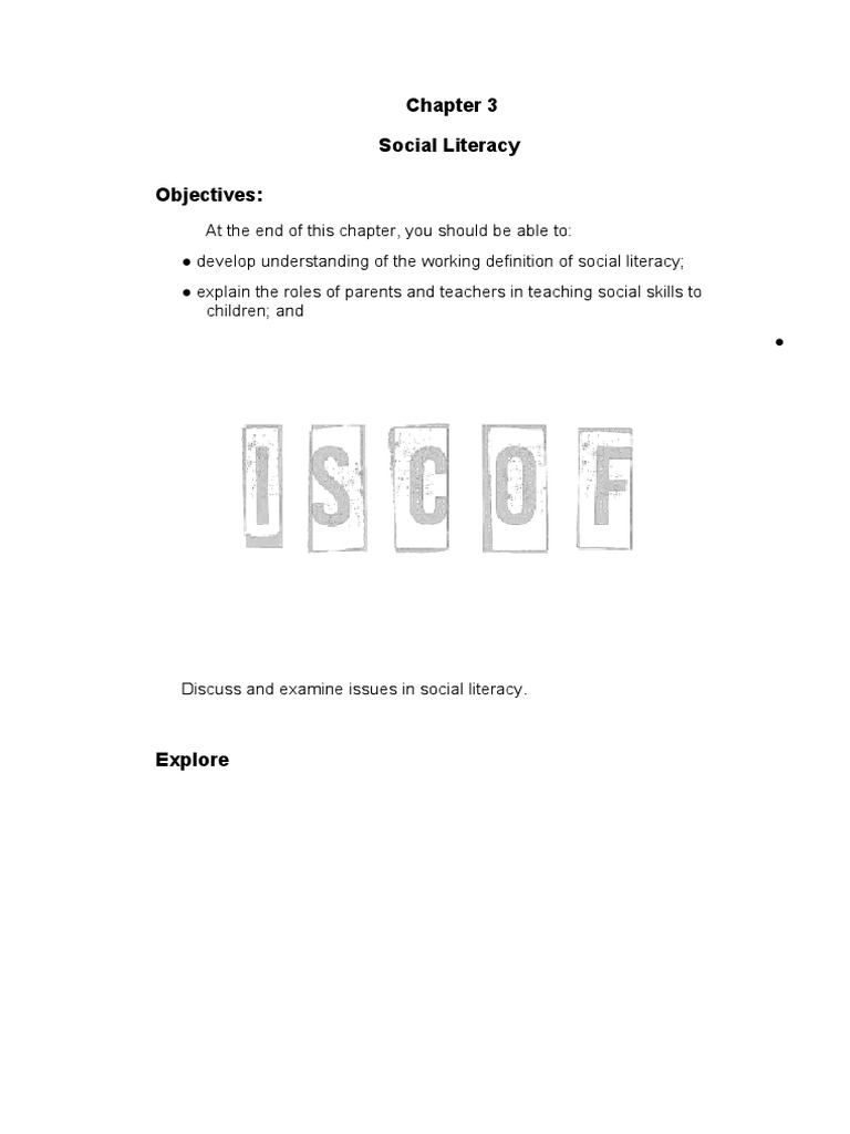 Chapter 3 Social Literacy | PDF