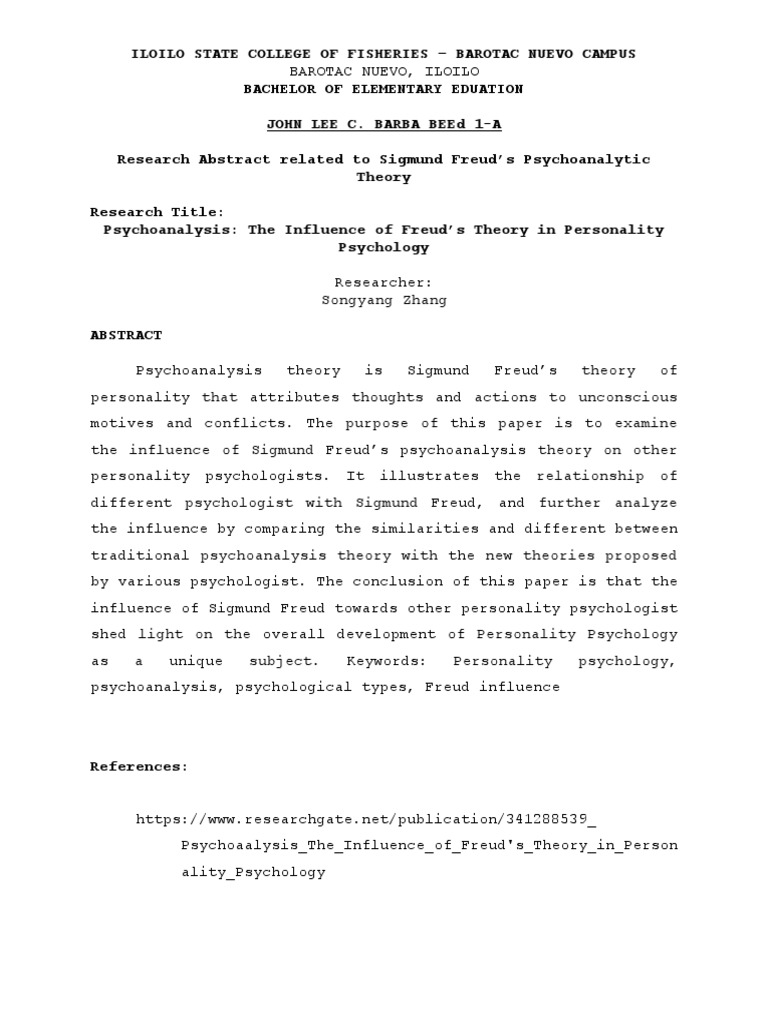 Research Abstract Related To Sigmund Freud | PDF | Id | Sigmund Freud
