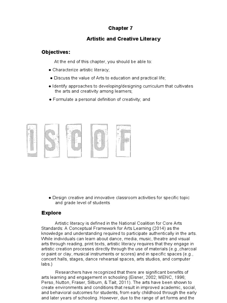 Chapter 7 Artistic and Creative Literacy | PDF | Learning | The Arts