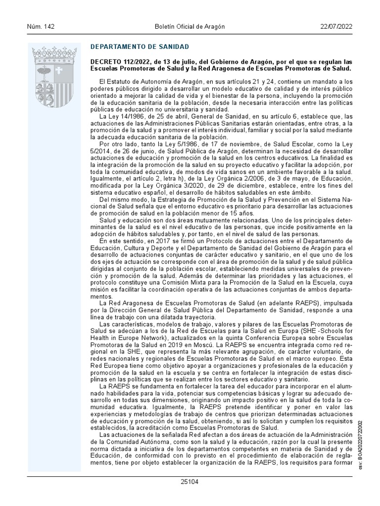 Regulación de Escuelas Promotoras de Salud | PDF | Maestros | Promoción ...