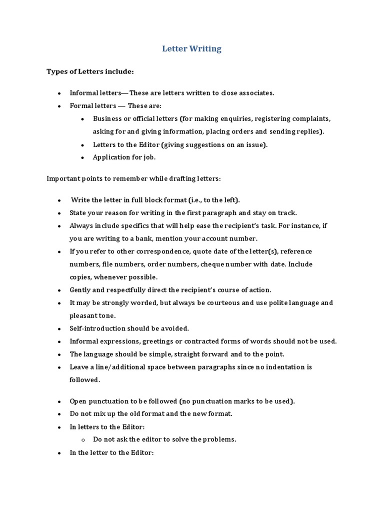 Letter Writing | PDF | Paragraph