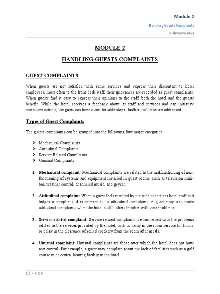 Effective Guest Complaint Handling Guide | PDF