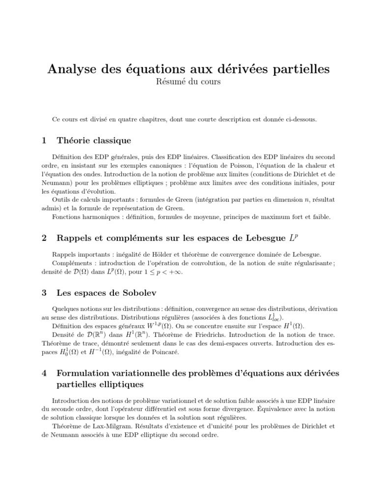 Plan Du Cours EDP | PDF