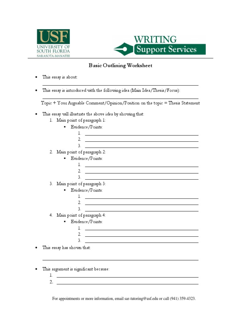 Basic Outlining Worksheet | PDF