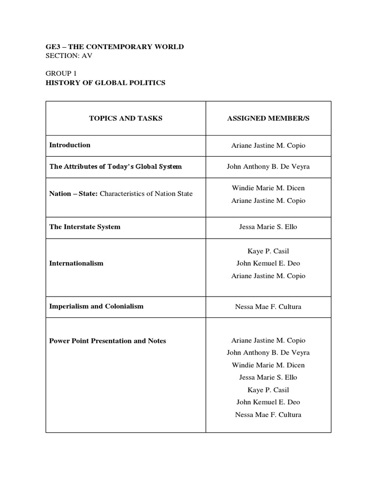 ATR - Group 1 - History of Global Politics | PDF