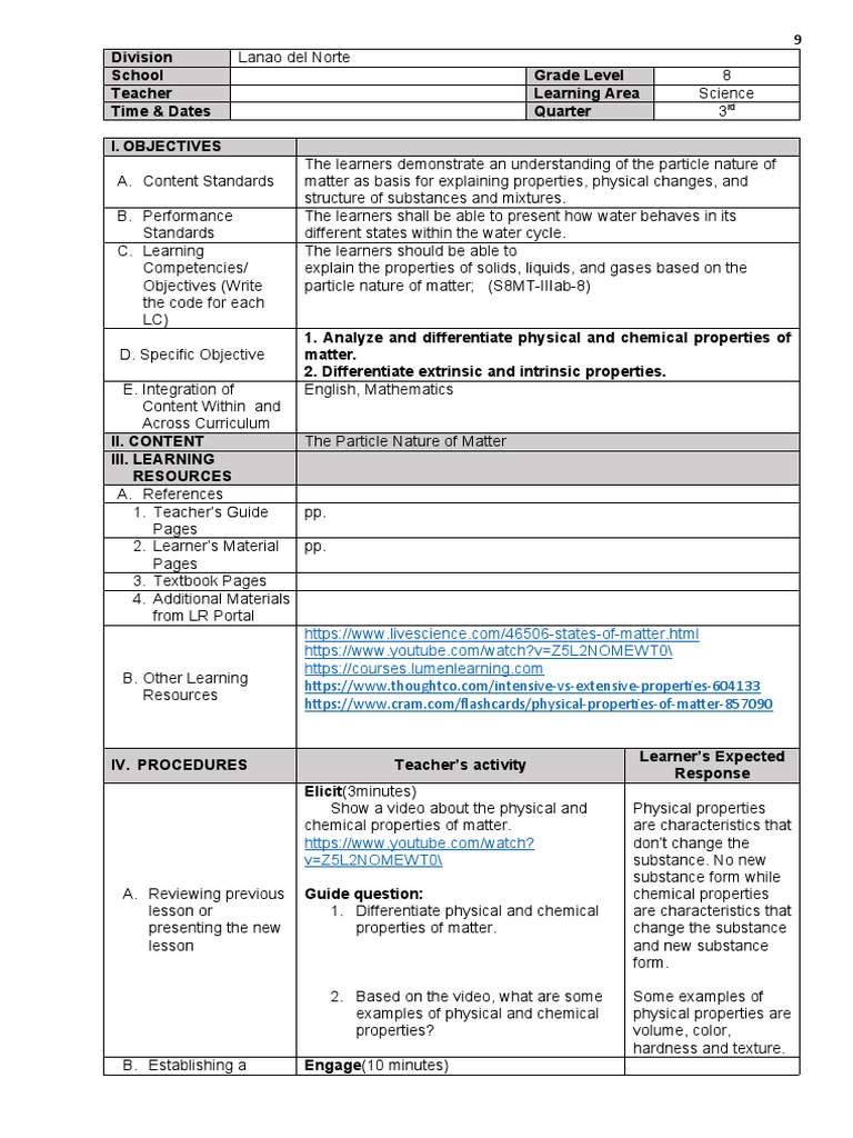 Understanding the Particle Nature of Matter: Exploring Physical and Chemical Properties Through ...
