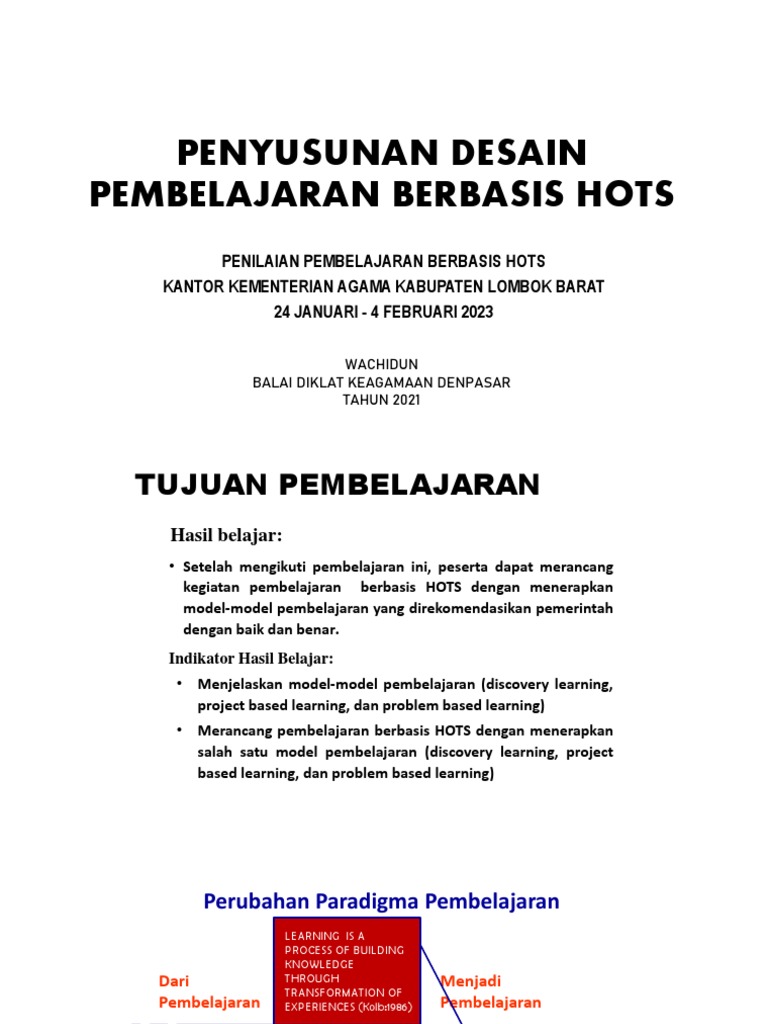 PPT Strategi Mendesain Model Pembelajaran Hots | PDF