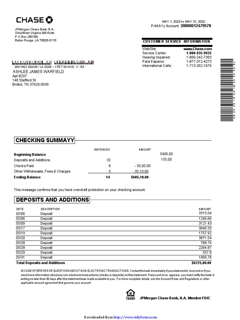Chase-Ashlee James Warfield | PDF | Cheque | Deposit Account