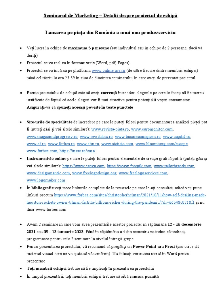 Proiect Marketing 2022-2023 | PDF