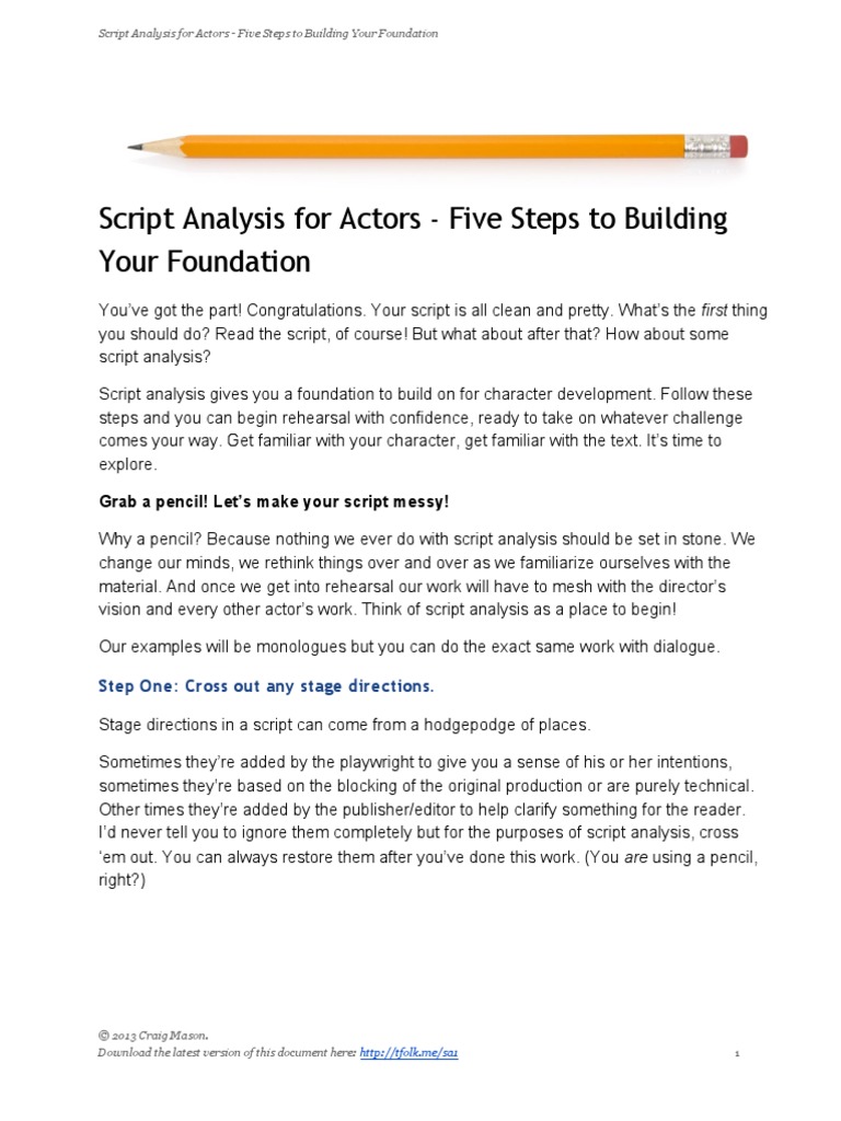 Theatrefolk - Script Analysis For Actors - Five Steps To Building Your ...