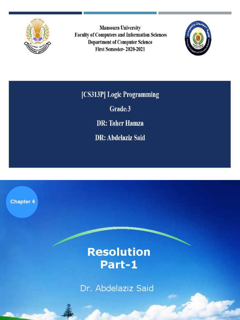 Resolution Part-1: Dr. Abdelaziz Said | PDF | Metalogic | Mathematics