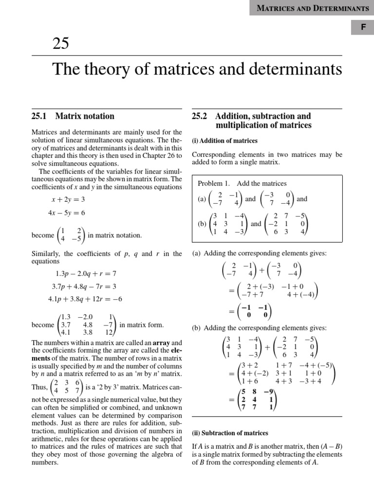 Matrices and Determinants Overview | PDF | Matrix (Mathematics ...