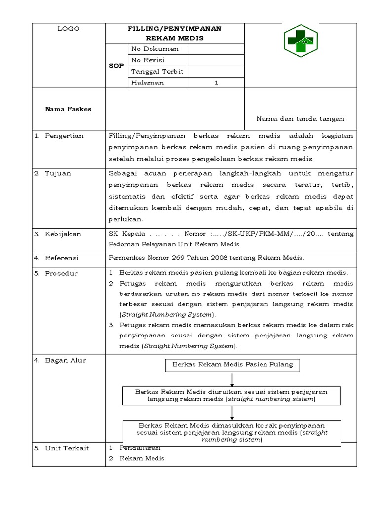 Sop Filling Penyimpanan Rekam Medis Fix | PDF