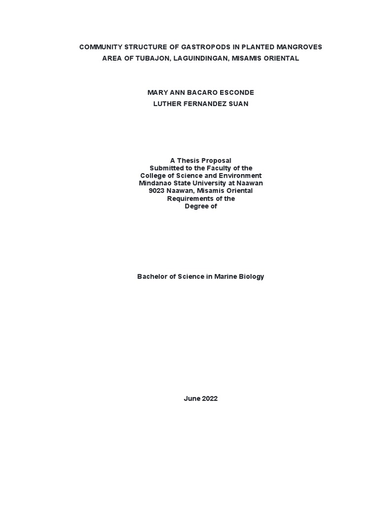THESIS PROPOSAL DRAFT DEC 7 2022 Repaired | PDF | Mangrove | Ecosystem