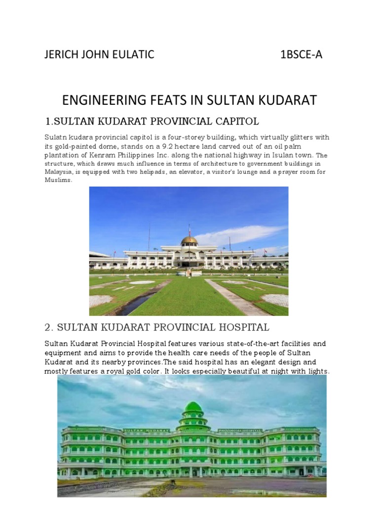 Engineering Feats in Sultan Kudarat: Jerich John Eulatic 1Bsce-A | PDF