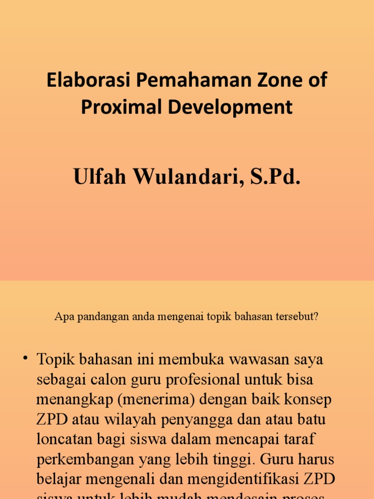 Elaborasi Pemahaman Zone of Proximal Development | PDF