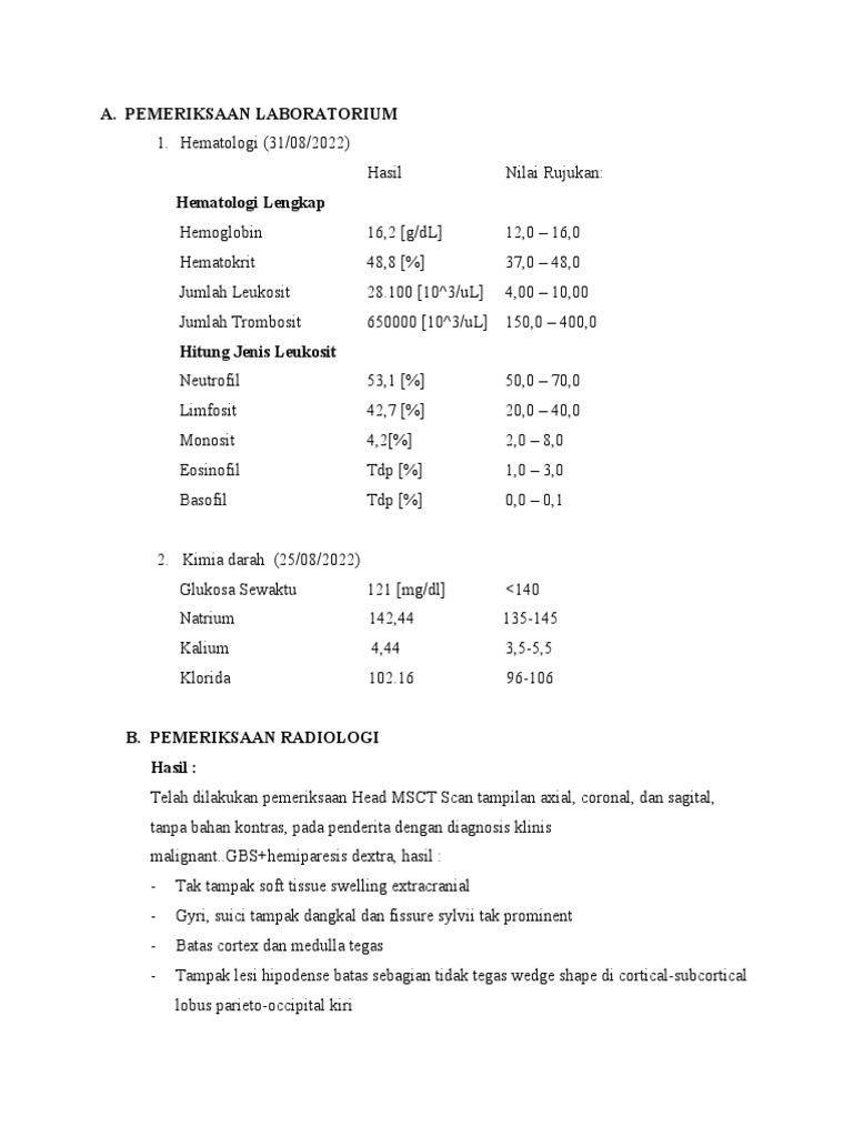 Pemeriksaan Laboratorium Dan Radiologi Lapsus GBS | PDF